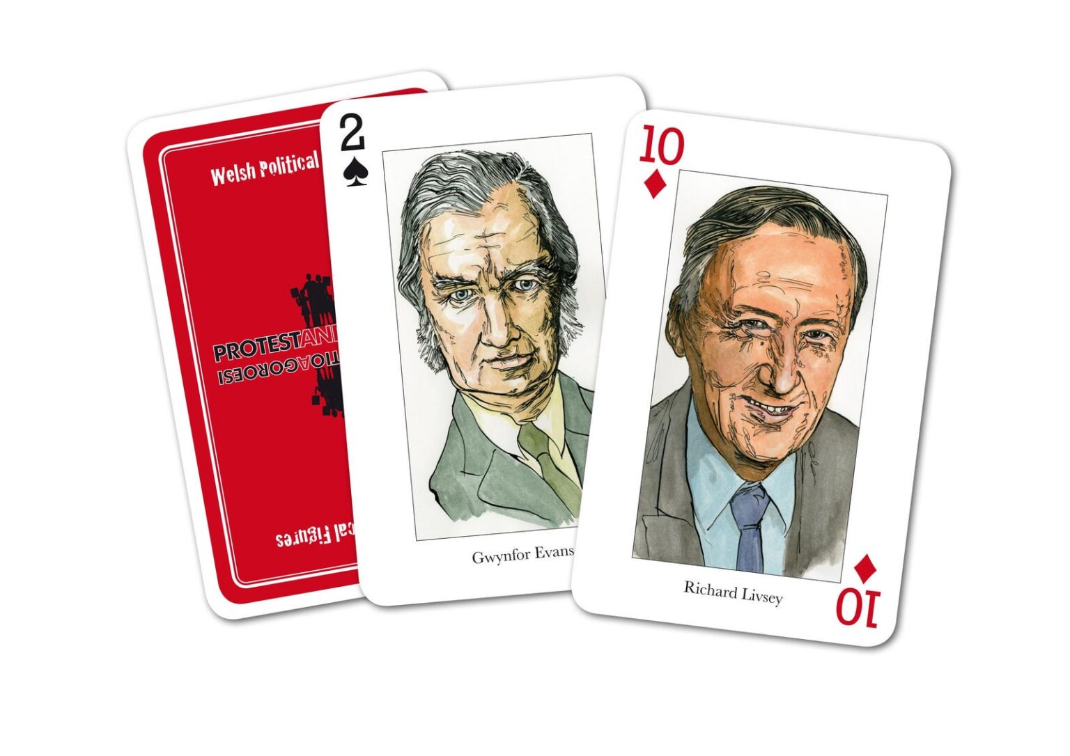 Welsh political figures illustrated playing cards - Cymdeithas Lloyd George